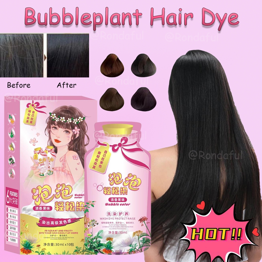 10pcs Bubbleplant Hair Dye Glossy Hair Color Bubble Hair Shampoo Long ...