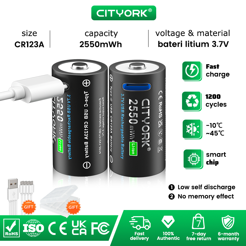 Cityork CR123A CR123 1.5H Fast Charger USB Rechargeable Battery ...