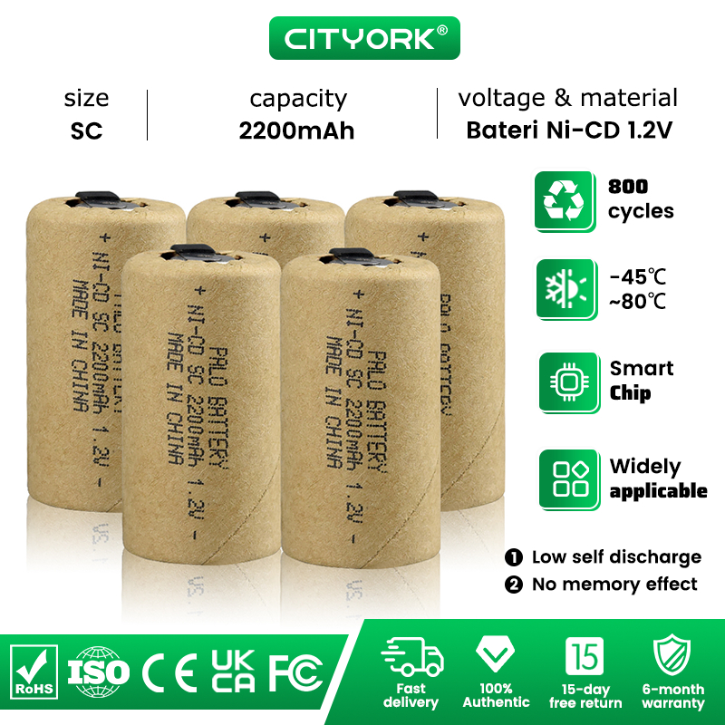 Cityork 1.2V SC 2200mAh Rechargeable Battery Sub C NI-CD Cell with Welding Tabs for Electric ...