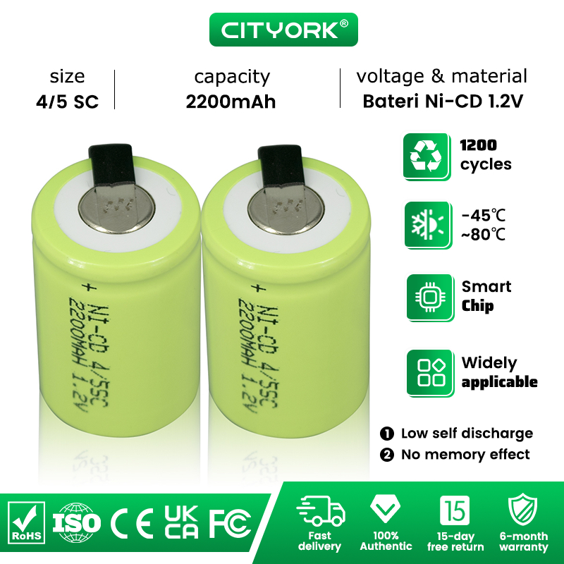 Cityork Electric Drill Screwdriver 4/5 SC Batteries 1.2V 2200mAh Sub C ni-cd Rechargeable ...