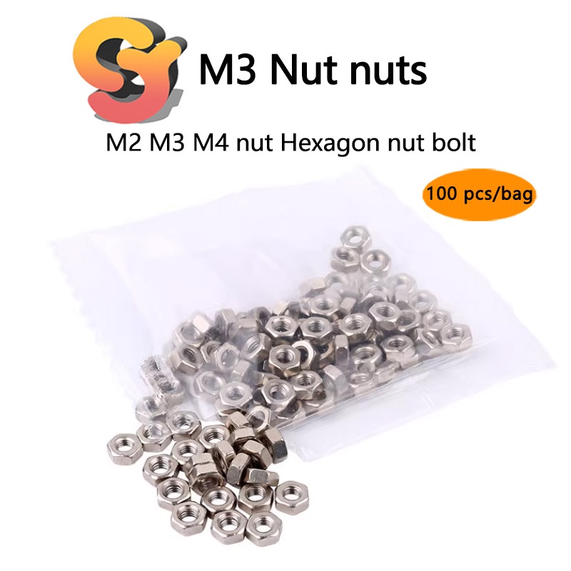 [Ready Stock Supply] 100pcs (1 Pack) M2 M3 M4 Nut Hex Nut Bolt Screw ...