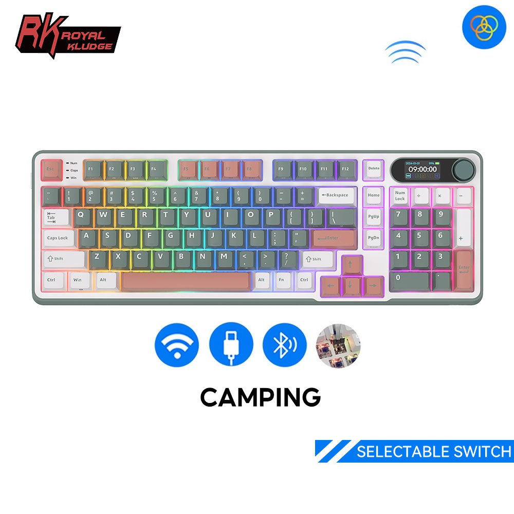RK Royal Kludge RK S98 Light Cloud 98 Key Tri-Mode RGB Wired Bluetooth ...