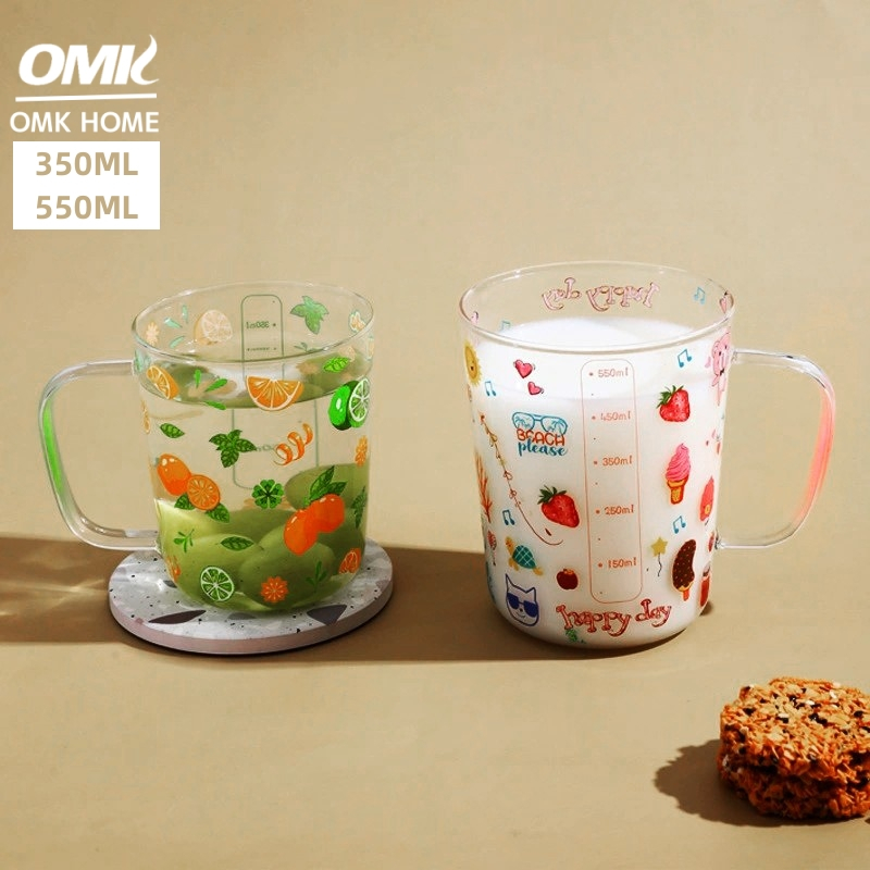 OMKSimple Borosilicate Glass Mug with Milliliter Scale Glass Mugs ...