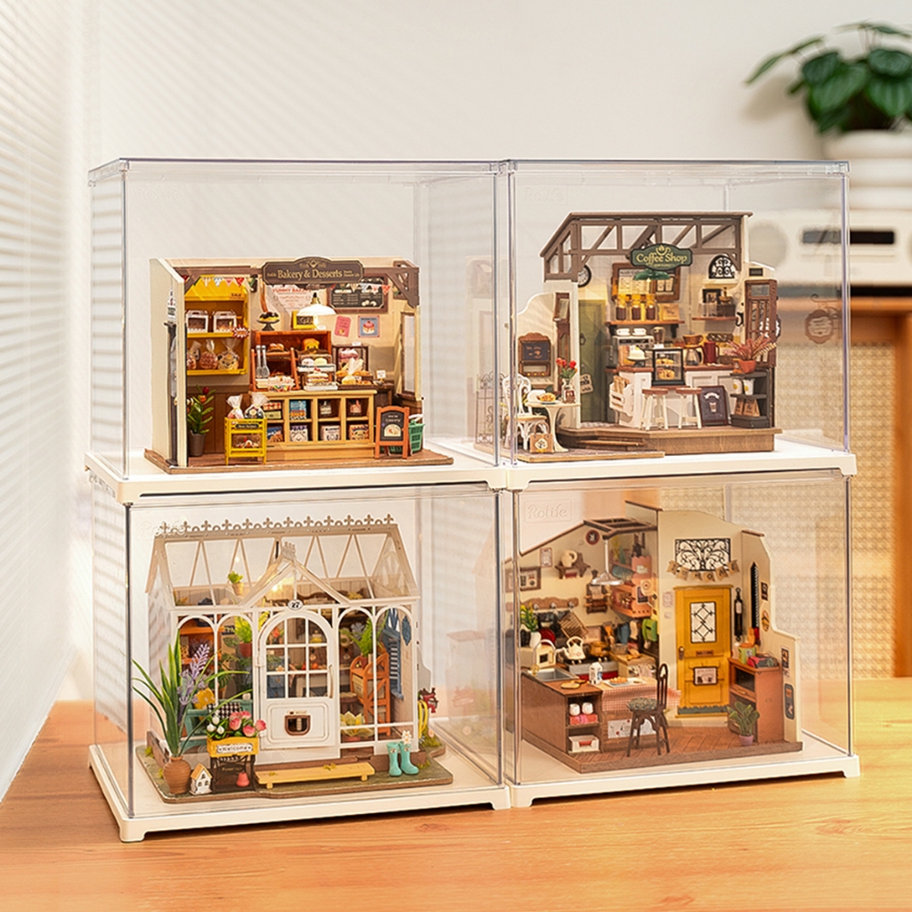 Robotime Rolife Miniature House Display Box Keep Your Creations Clean ...