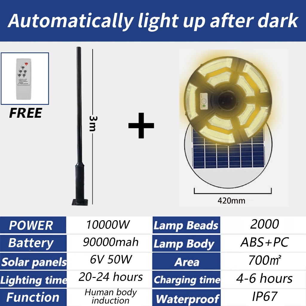 (10 Years Warranty) solar street light 8000W UFO solar light outdoor ...