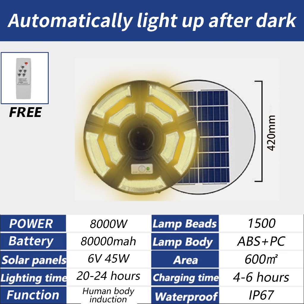【10 Years Warranty】NEW UFO Solar Light Lampu Solar jalan Solar light outdoor lighting 8000W ...