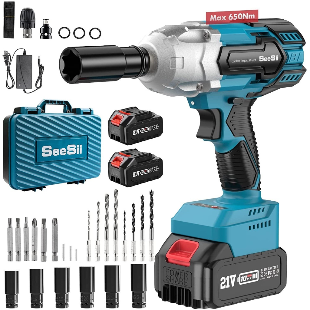 SeeSii 3300RPM 650NM 1/2'' Electric Cordless Brushless Wireless Drill ...