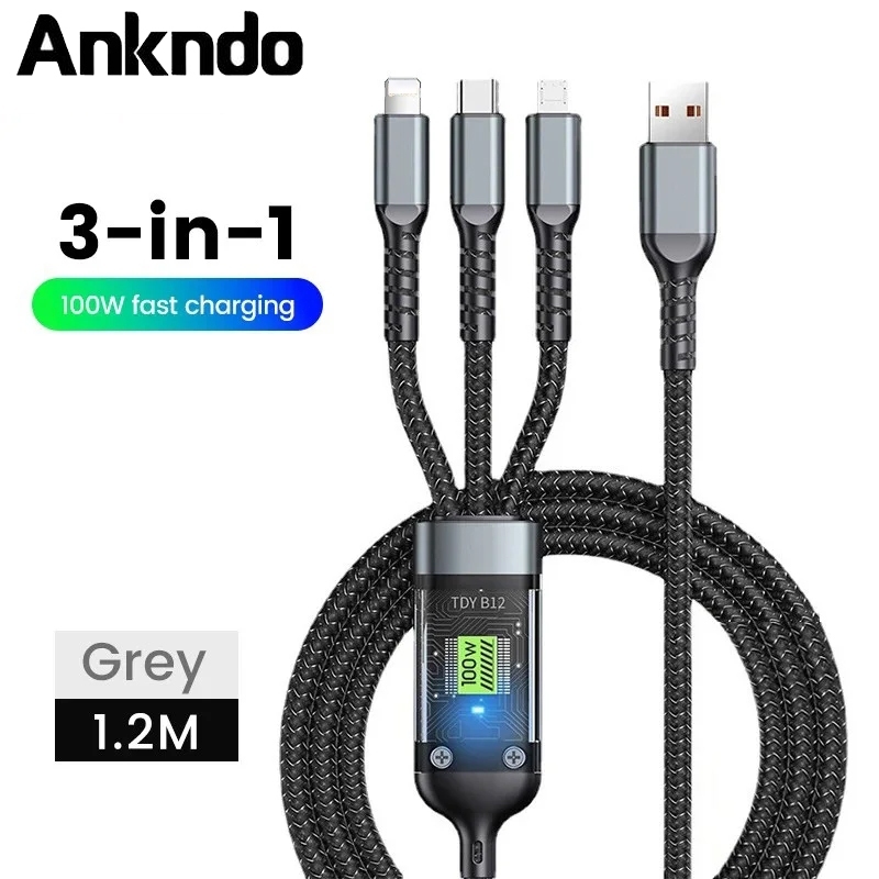 Ankndo 3 in 1 Fast Charging Cable USB C Cord Micro USB Type C Charger ...