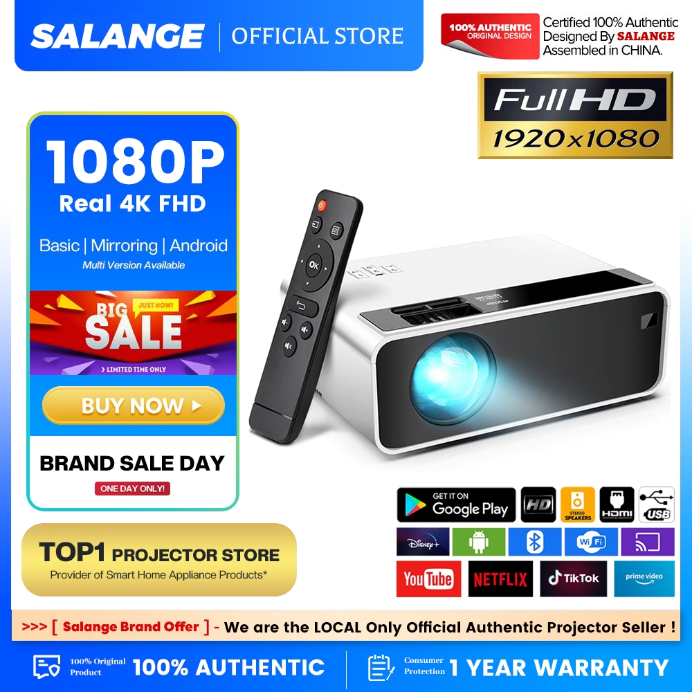 Salange P13 Projector, Support 4k Projector with Android TV 9.0, Native ...