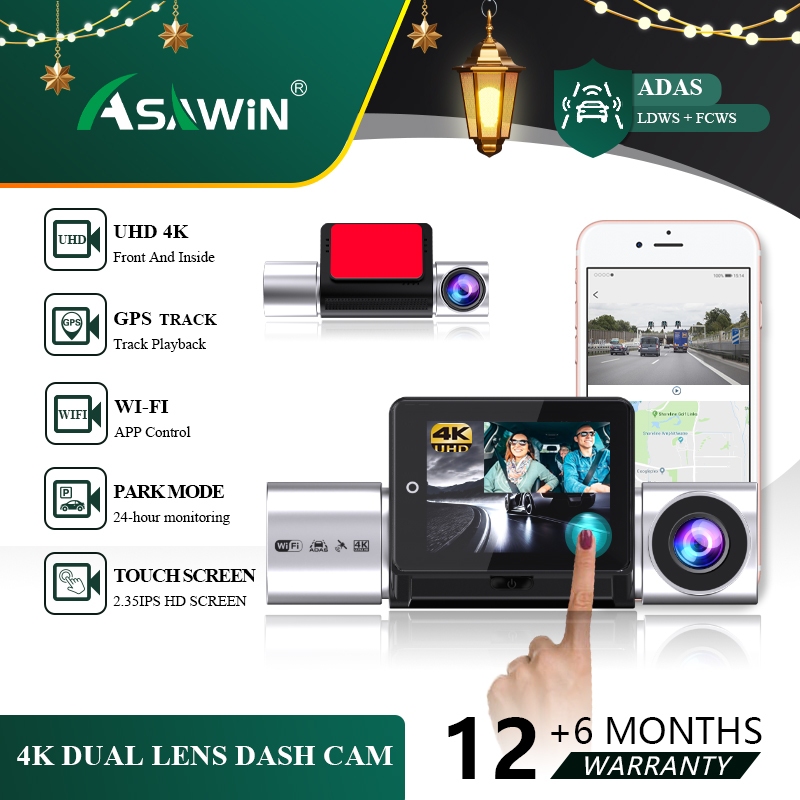 4K GPS Dash Cam Wifi ADAS LDWS FCWS Car dvr 2.35" Touch Ips Screen ...