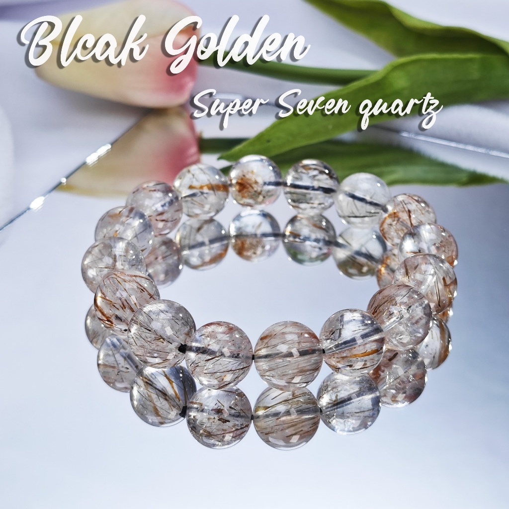 Black Golden Super Seven Bracelet HQ Colourful Titanium copper Rutile ...