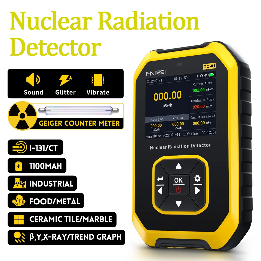 FNIRSI GC-01 Geiger Counter Nuclear Radiation Detector X-ray Beta Gamma ...