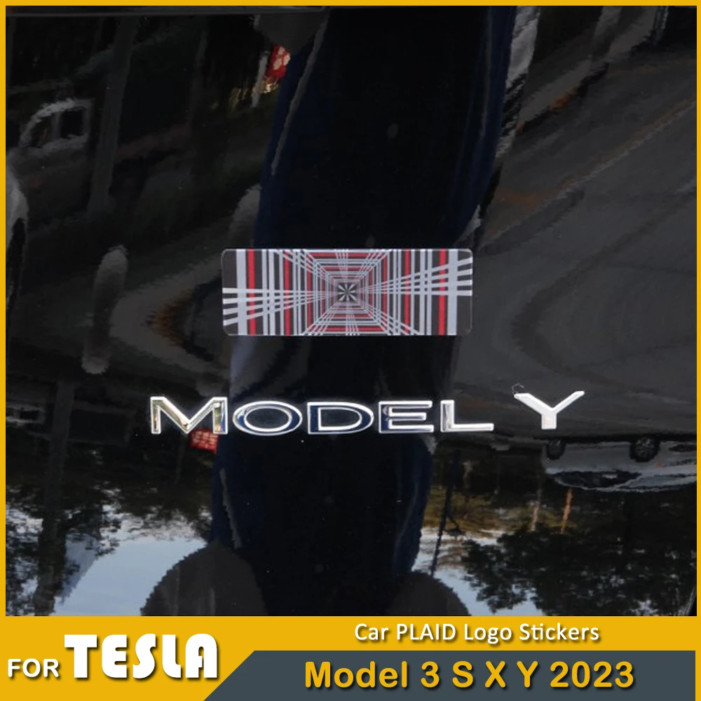 For Model Y Accessories PLAID Logo Car Sticker For Tesla Model 3 Y S X ...