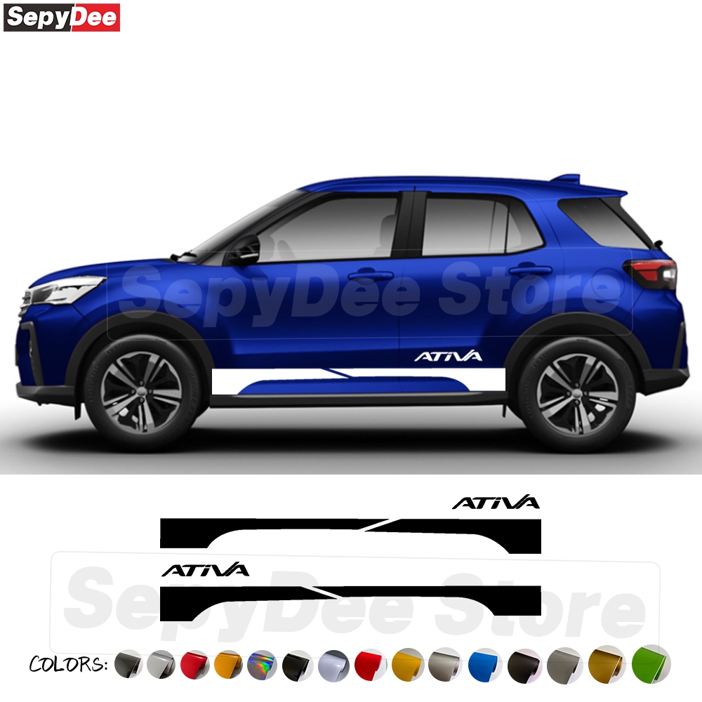 2Pcs For Perodua Ativa Car Door Side stripe skirt Body Vinyl Decals ...
