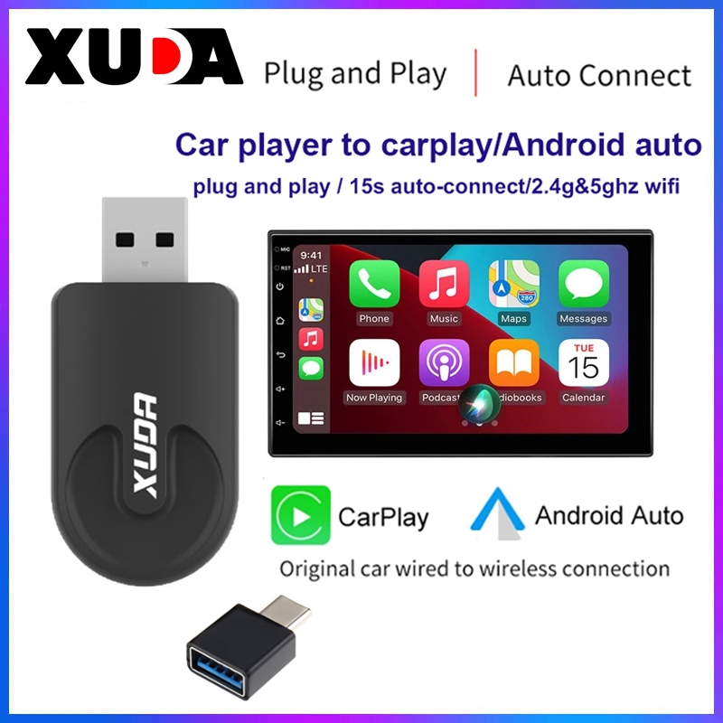 XUDA Carplay Adapter Android Auto Wireless Adapt Mini Wired to Wireless ...