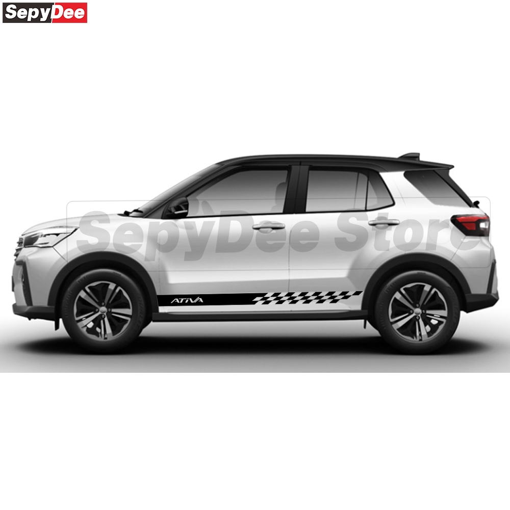 2Pcs For Perodua Ativa Car Door Side Stripe Skirt Stickers Body Decor ...