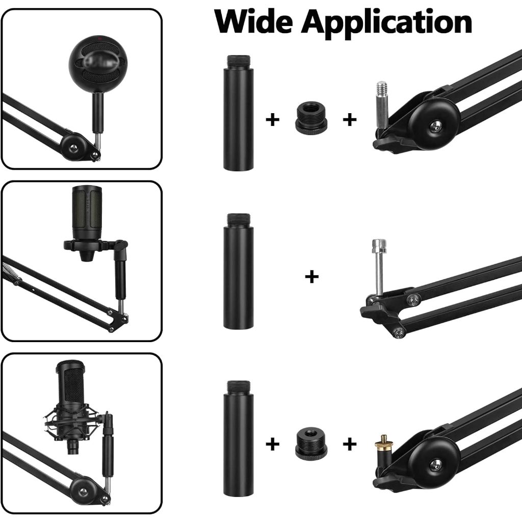 Microphone Extension Rods, 5/8" Female to 5/8" Male Mic Extension Pole ...
