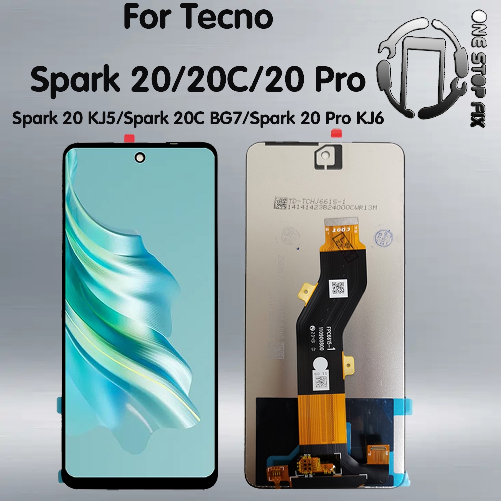 For Tecno Spark 20 Kj5 Lcd Spark 20c Bg7 Lcd Screen Frame Touch Panel Digitizer For Infinix