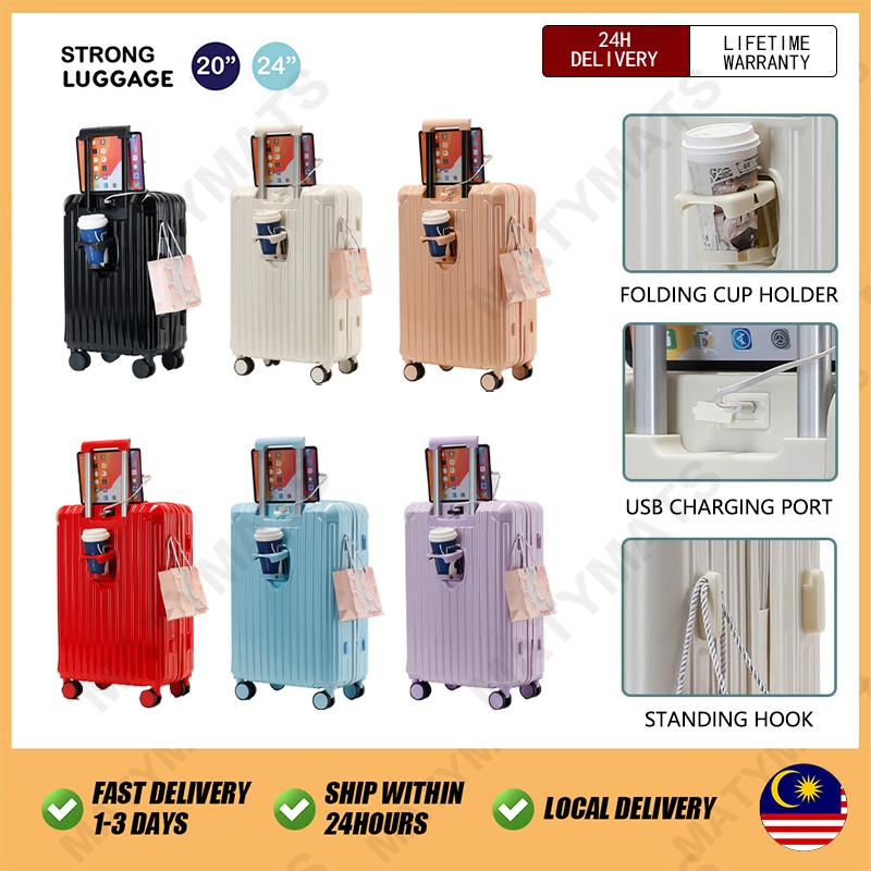 20/24 inci USB Cup Pemegang Beg Bagasi Perjalanan Anti-Scratch Bagasi ...