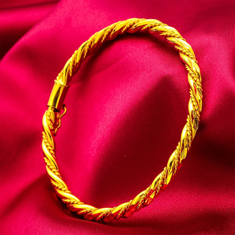 Indian Dubai 916 Twist Design Gold Color Bangle For Women Luxury ...