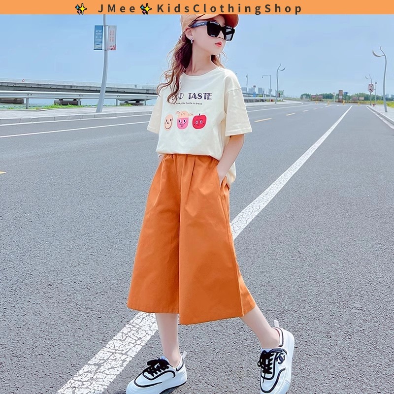 [Ready Stock] 3-14 Years Old Girls Set Children's Fashion Short Sleeve Set 2024 Summer New Set ...