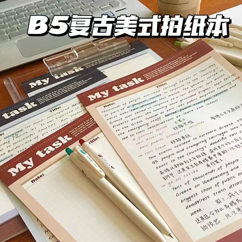 American Retro B5 Notebook Student Notepad INS Blank Notebook Tear ...