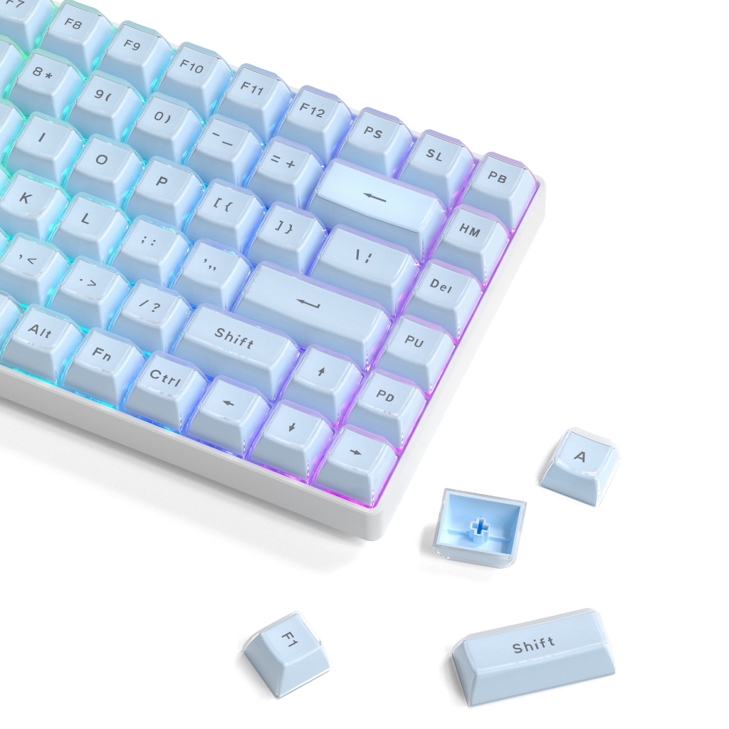 WOMIER Custom Keycaps 113 Keys Jello Blue PBT OEM Profile Key Caps for ...