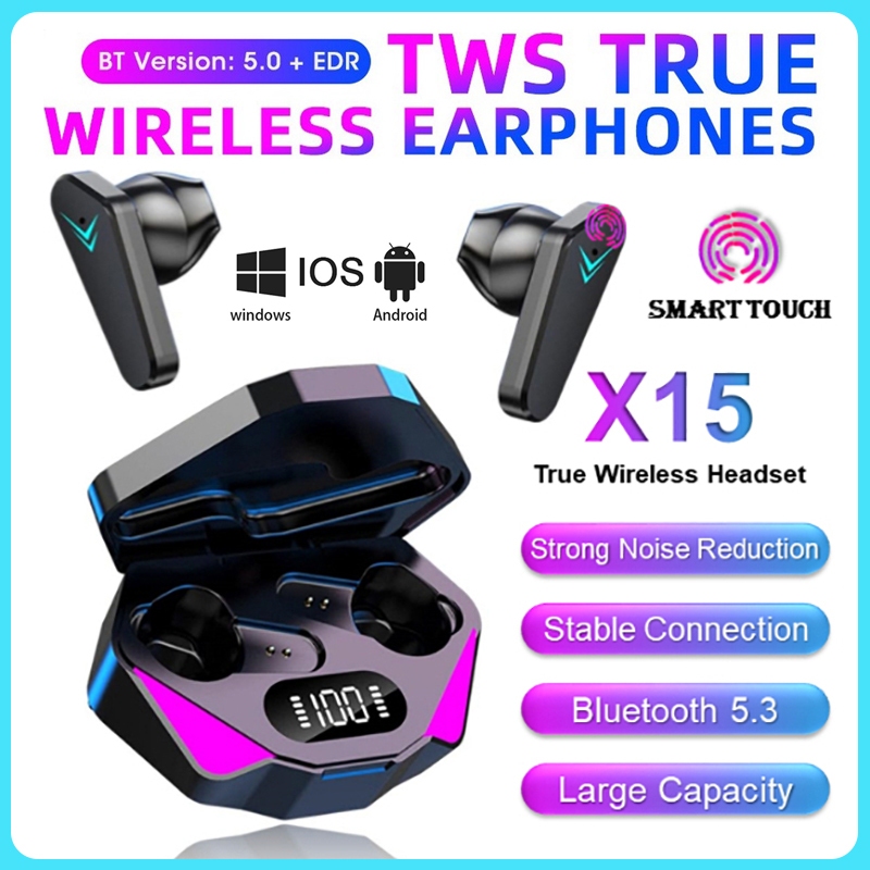 【Fast Ship】New TWS X15 Bluetooth Wireless Earphones for Gaming LED ...