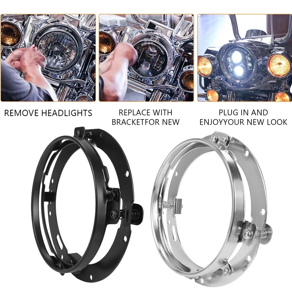 7inch Motorcycle LED Headlight Mounting Bracket Round Ring Headlamp ...