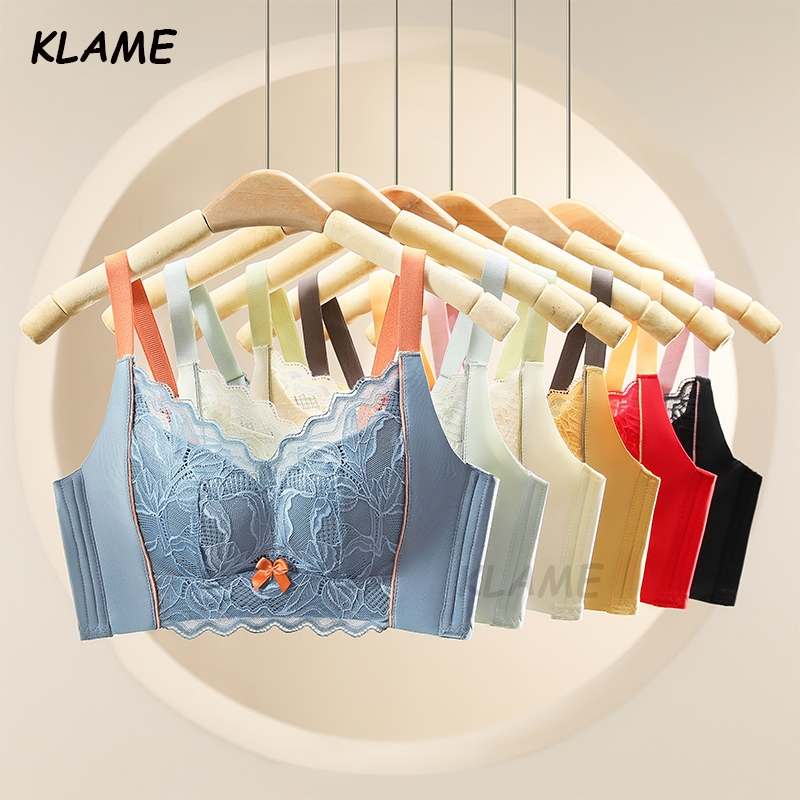 KLAME Plus Size 3D Support Push Up Adjustable V-Neck Lace A/C Cup Bra ...