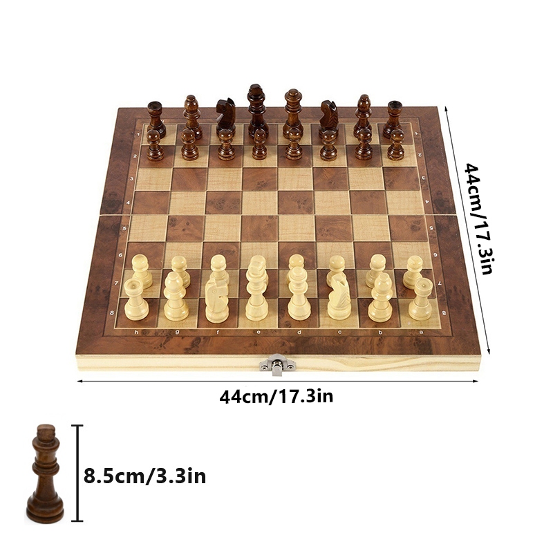 【Local Ship in 24h】3-IN-1 Wooden Chess Set International Chess Game ...