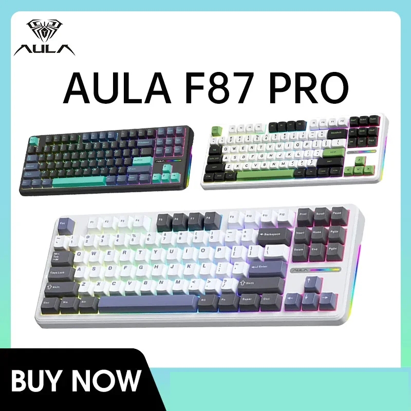 Aula F87 PRO Mechanical Keyboard 3 Mode 2.4G/USB/Bluetooth Tri Mode Wireless Keyboard 87 Key ...