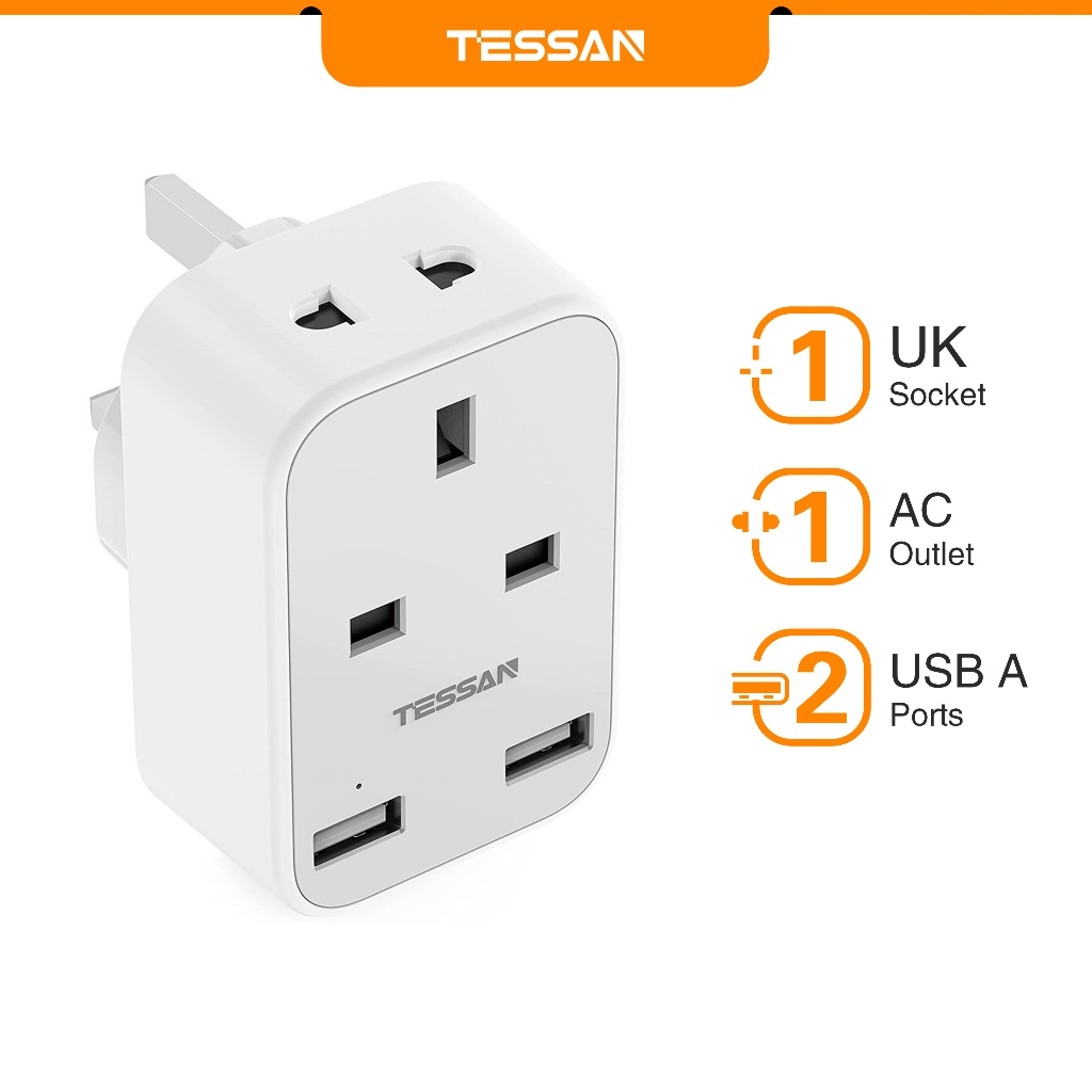 TESSAN Multi 2 Pin To 3 Pin Power Socket Plug Adaptor,Shaver Adapter ...