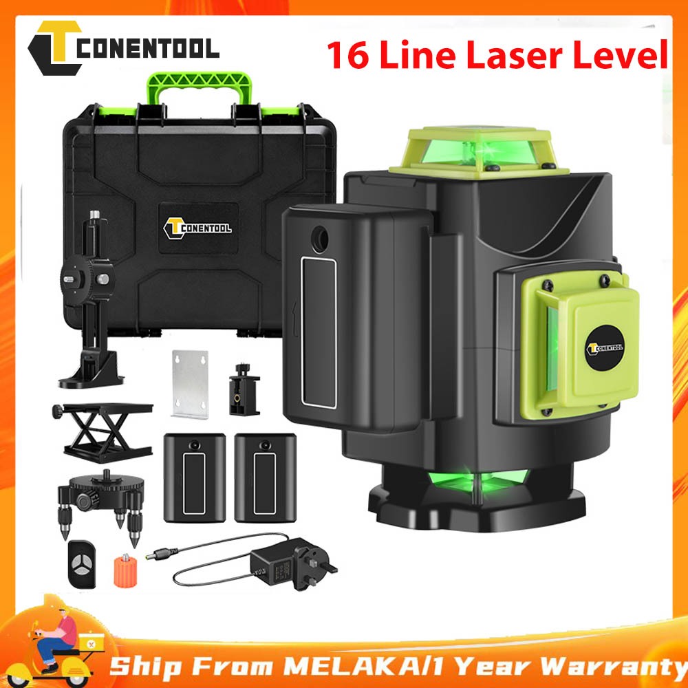 ESSGOO 4D 16 Line Laser Level Green Making Lazer 360° Adjustable Auto ...