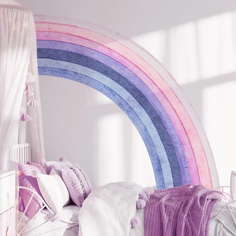 Large Purple Rainbow Wall Sticker For Kids Room Decoration Wallpaper ...