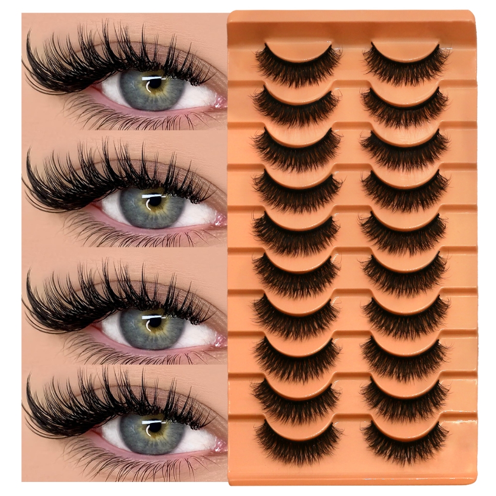Groinneya 5 10 Pairs Fluffy Lashes Faux Mink Eyelashes Winged End Eye