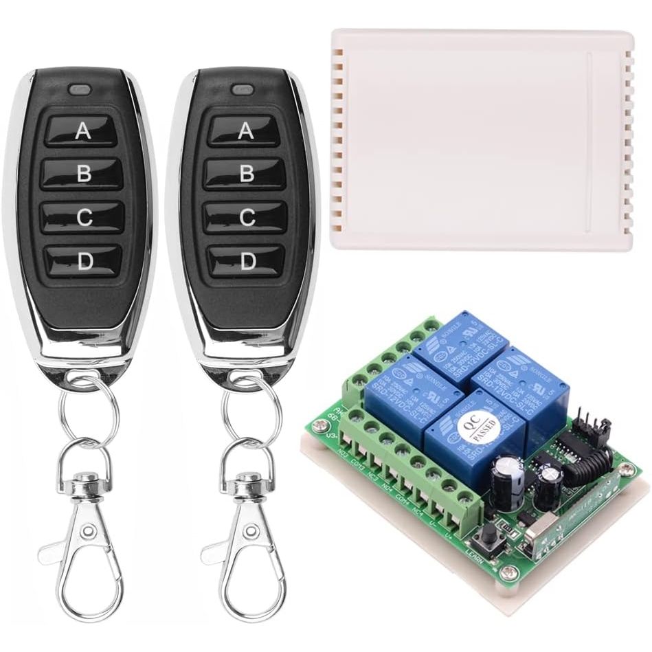 433MHz DC 12V 4CH Wireless RF Remote Control Switch Security System ...