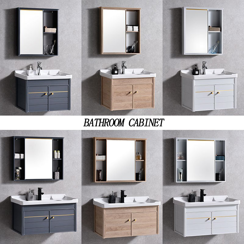Small Bathroom Dressing Table With A Sink And Mirror Cabinet In Modern ...