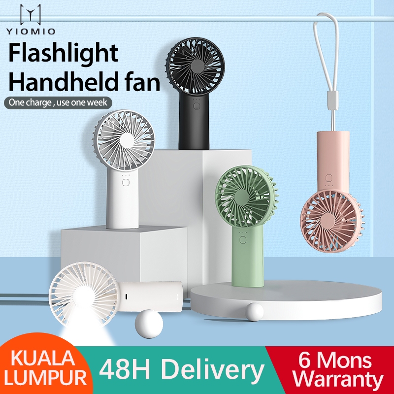 YIOMIO Portable Mini Fan LED Flashlight Desktop Fan Rechargeable ...