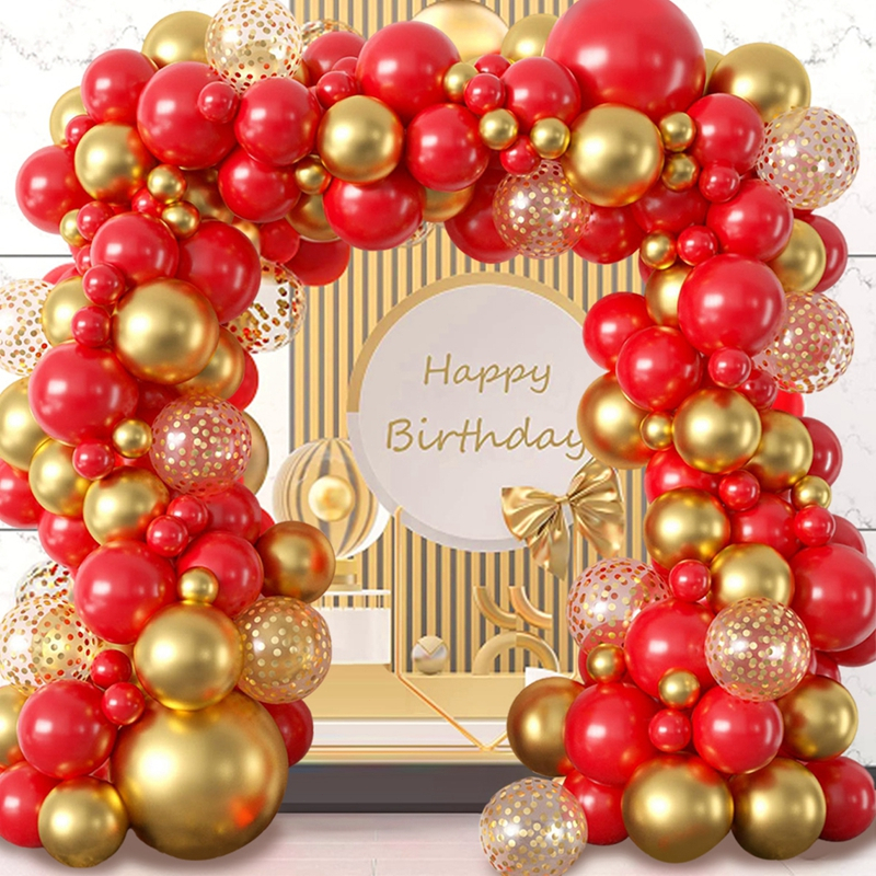 120pcs/set Red and Gold Balloons Set Balloons Party Decorations ...