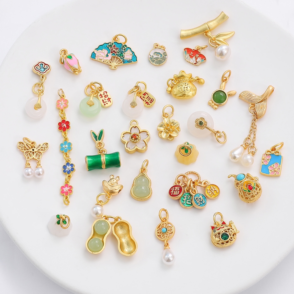 Gold Plated Brass Charm Pendant Chinese style pendant For Necklace ...