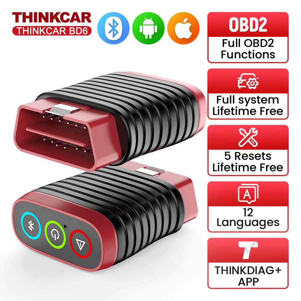 THINKCAR BD6 Bluetooth Scanner Car Diagnostic Tool OBD2 Scanner Full System Diagnose 5 Reset ...