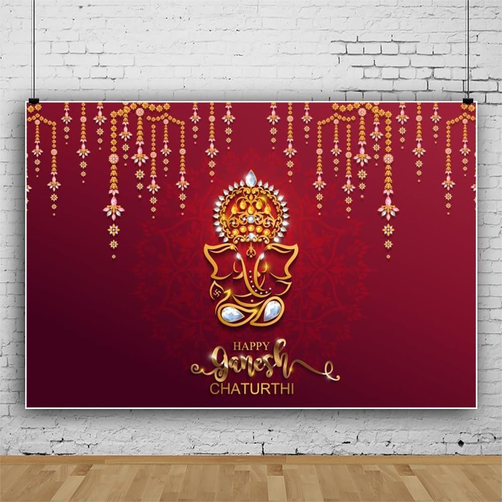 7x5ft Happy Ganesh Photography Backdrop Indian Tranditional Backdrop ...