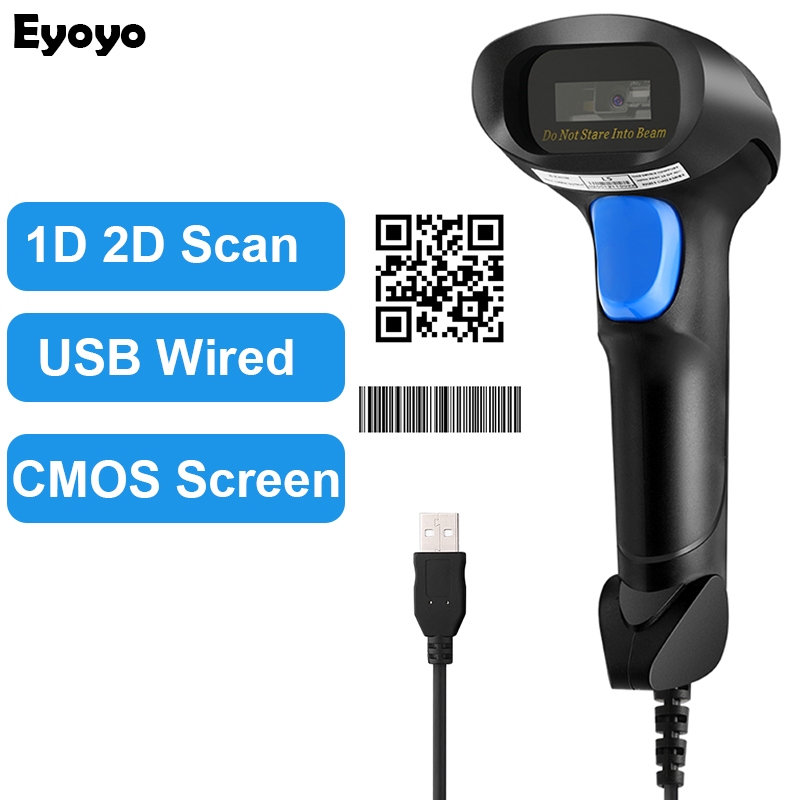 Handheld USB Wired 1D CCD 2D Barcode Scanner QR Bar Codes Reader PDF417 ...