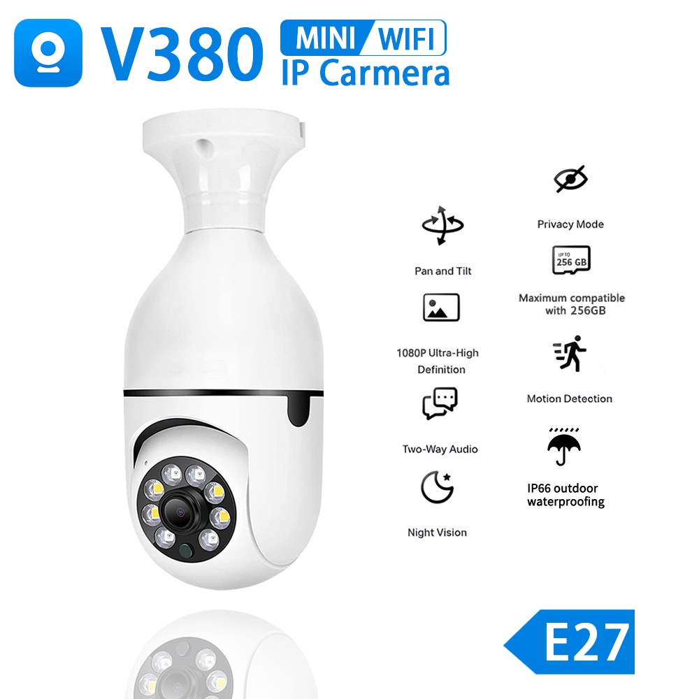 V380 Pro CCTV Bulb E27 PTZ Camera Auto Tracking Night Vision 1080p ...