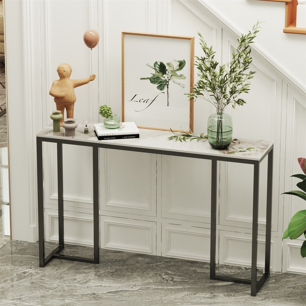 Modern Console Long Entryway Table Black Metal Legs Accent Table Home ...