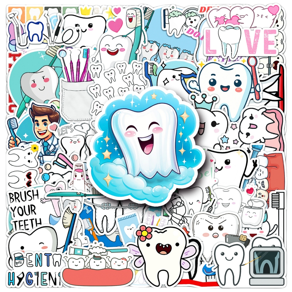 50Piece Funny Protect teeth Stickers DIY For Phones Laptop Car Sticker ...