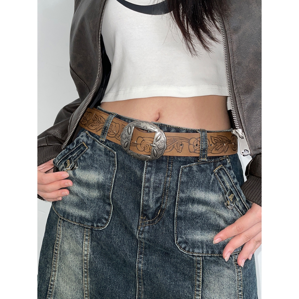 American Retro Belt Women 2024 Niche Jeans Belt Decoration Korean ...