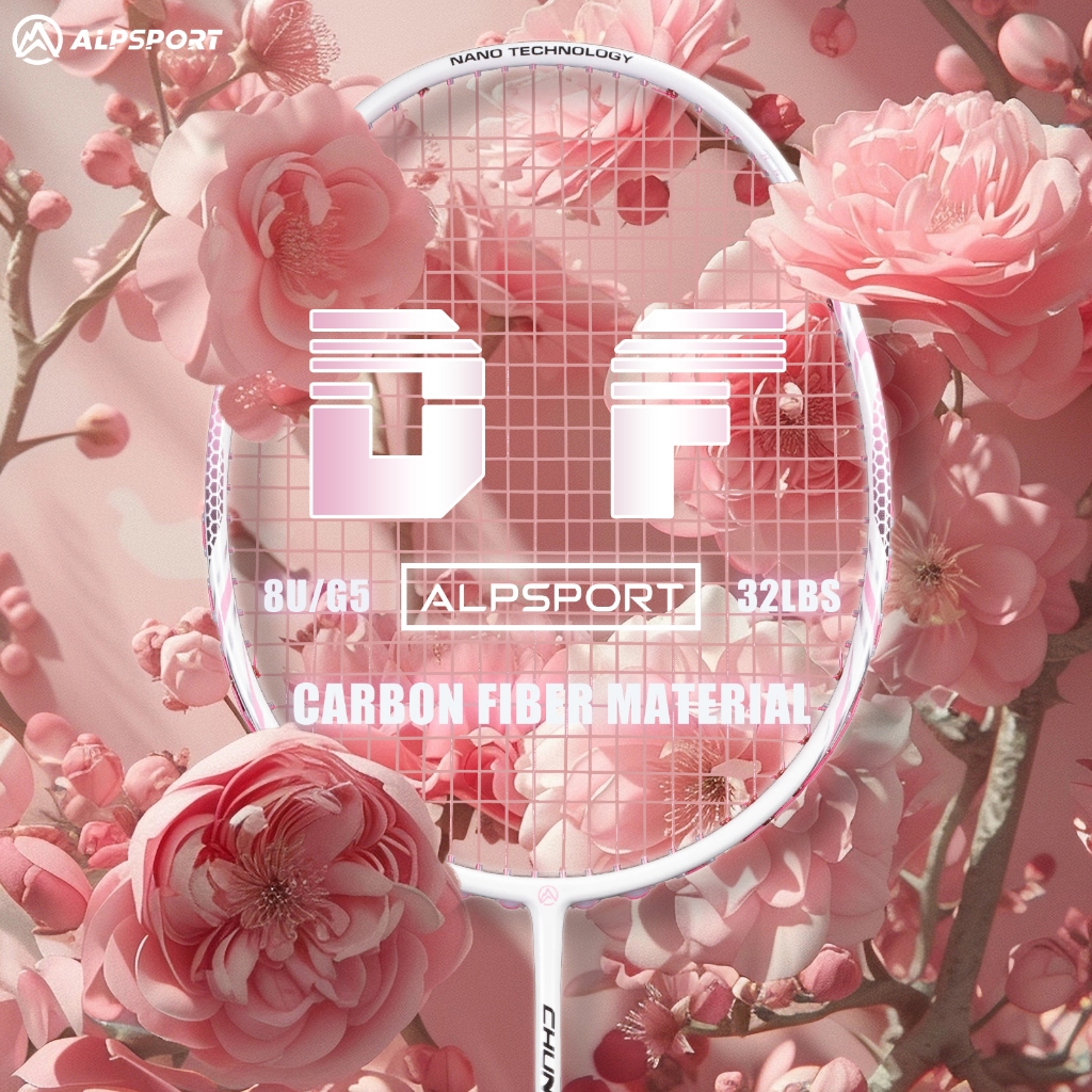 ALP DF 8U G6 Max 30Lbs Strung 100% Full Carbon Fiber Pink Badminton ...