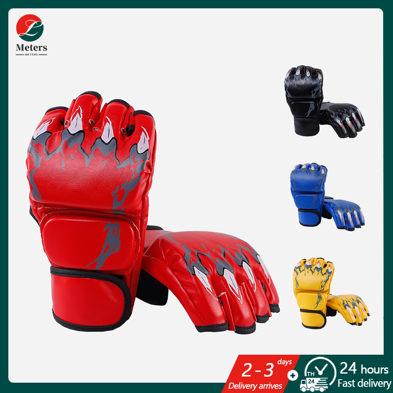Half Finger Professional Boxing Gloves Karate Sanda MMA Finger Gloves ...